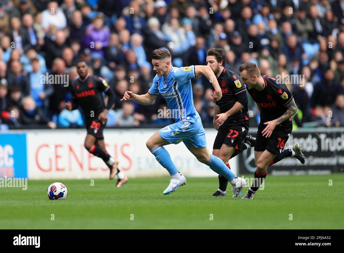 Coventry City's Viktor Gyokeres (centre) in action during the Sky Bet ...