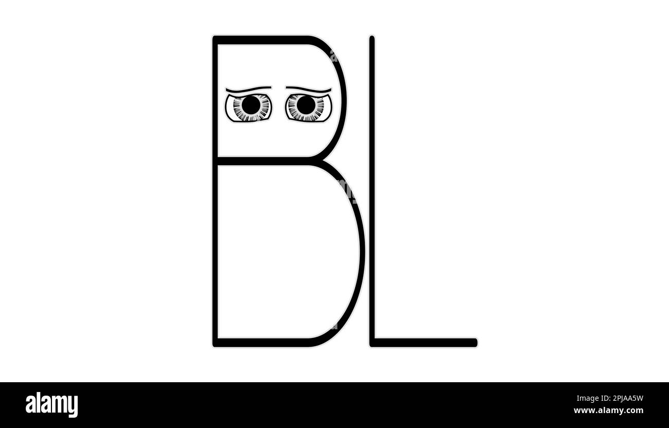 Signature capital letters BL, design cartoon eye Stock Photo - Alamy