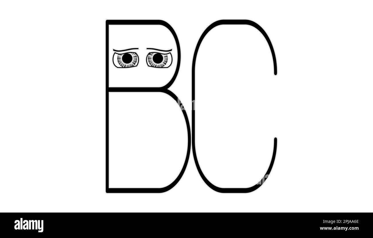 Signature capital letters BC, design cartoon eye Stock Photo - Alamy