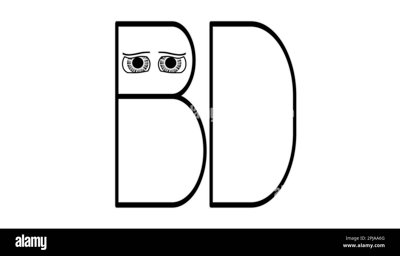 Signature capital letters BD, design cartoon eye Stock Photo - Alamy