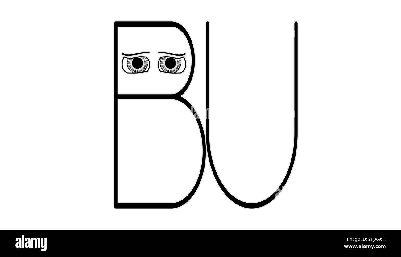 Signature capital letters BU, design cartoon eye Stock Photo - Alamy