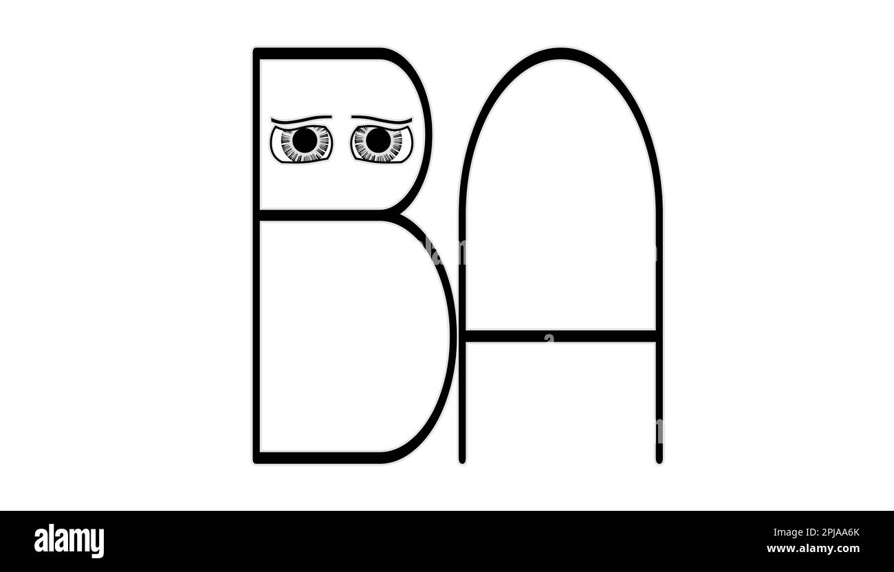 Signature capital letters BA, design cartoon eye Stock Photo - Alamy