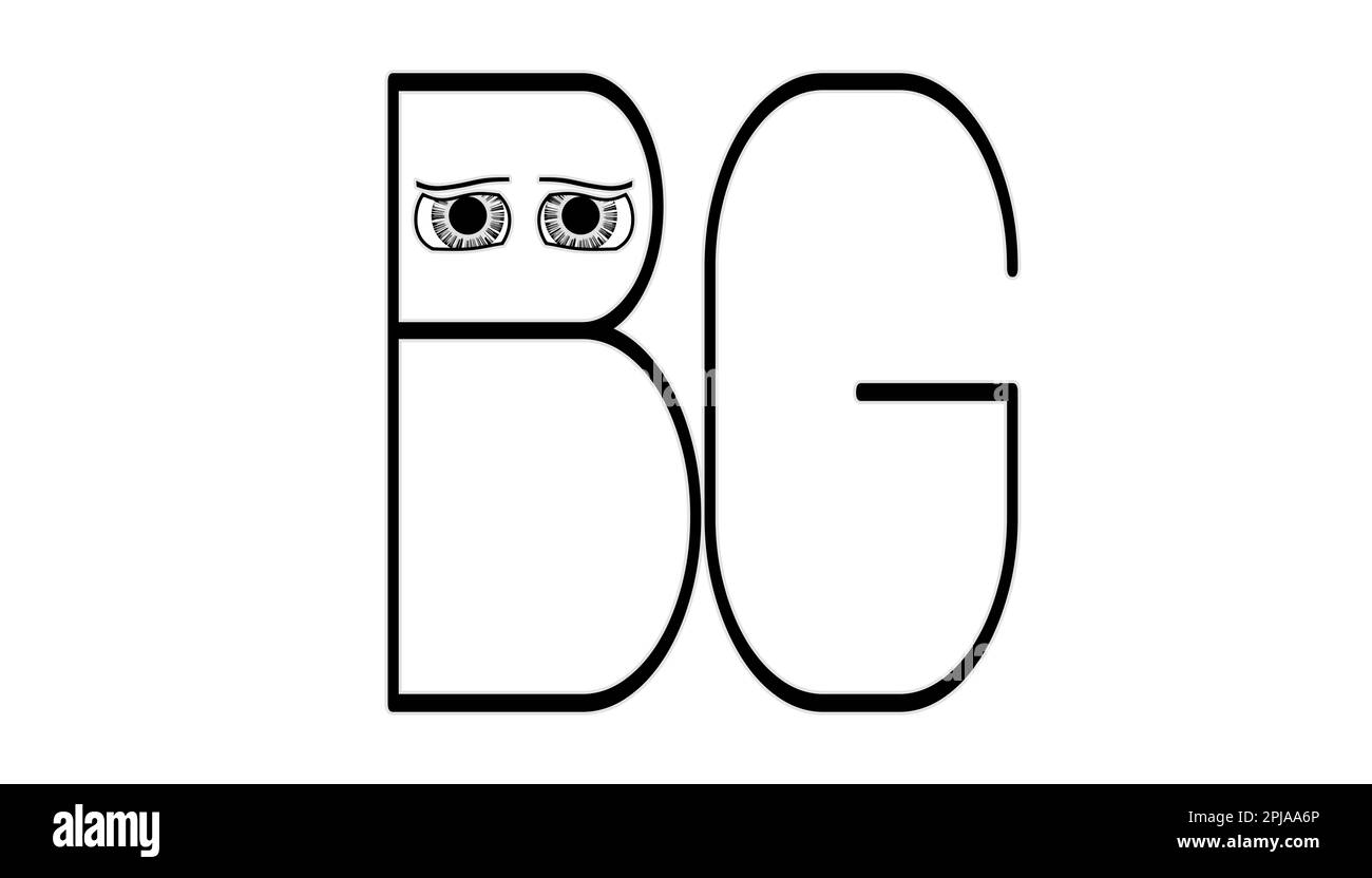 Signature capital letters BG, design cartoon eye Stock Photo - Alamy