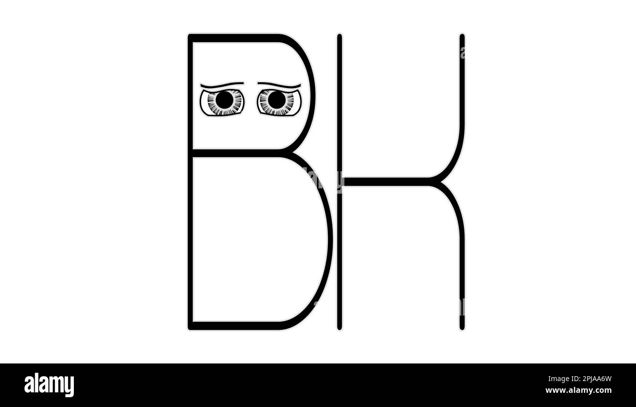 Signature capital letters BK, design cartoon eye Stock Photo - Alamy