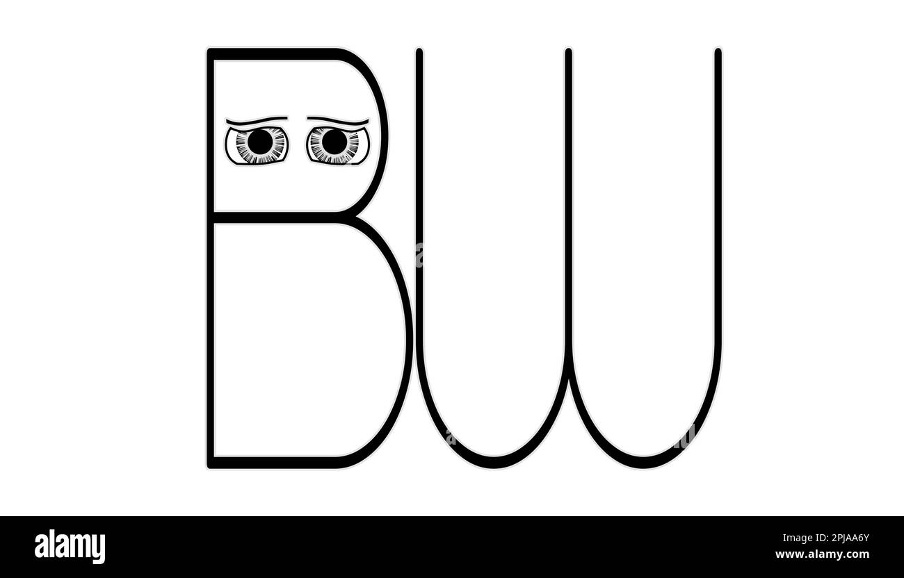 Signature capital letters BW, design cartoon eye Stock Photo - Alamy