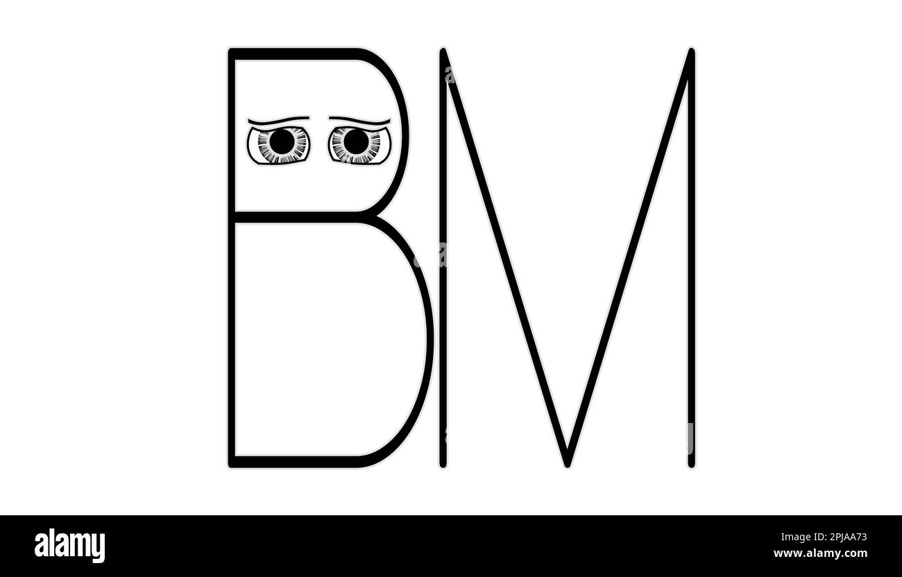 Signature capital letters BM, design cartoon eye Stock Photo - Alamy