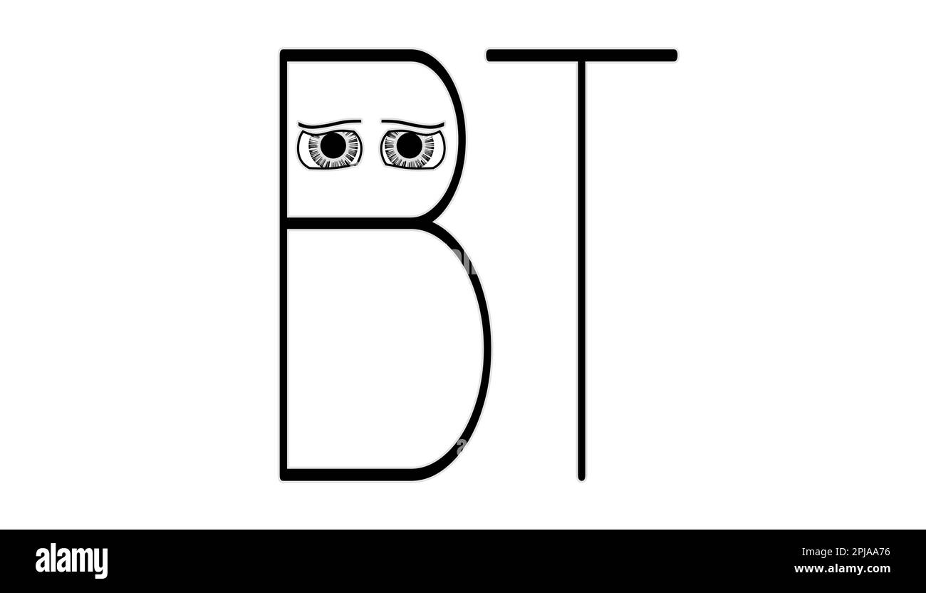 Signature capital letters BT, design cartoon eye Stock Photo - Alamy