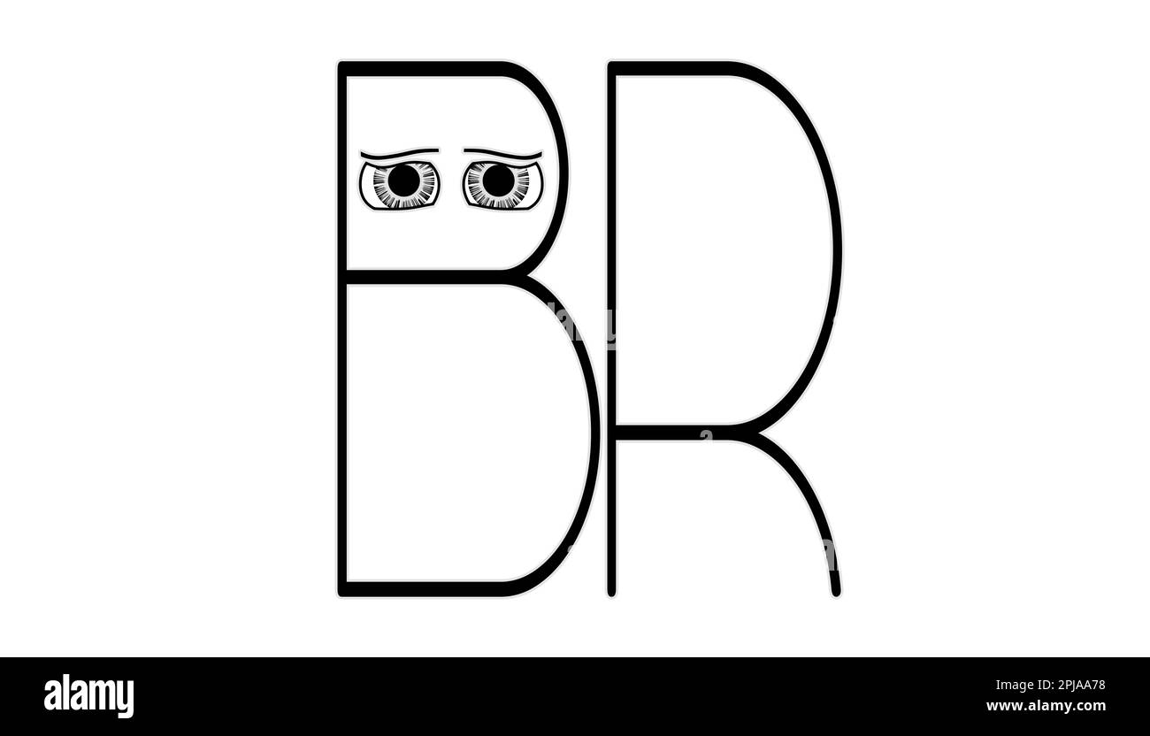 Signature capital letters BR, design cartoon eye Stock Photo - Alamy