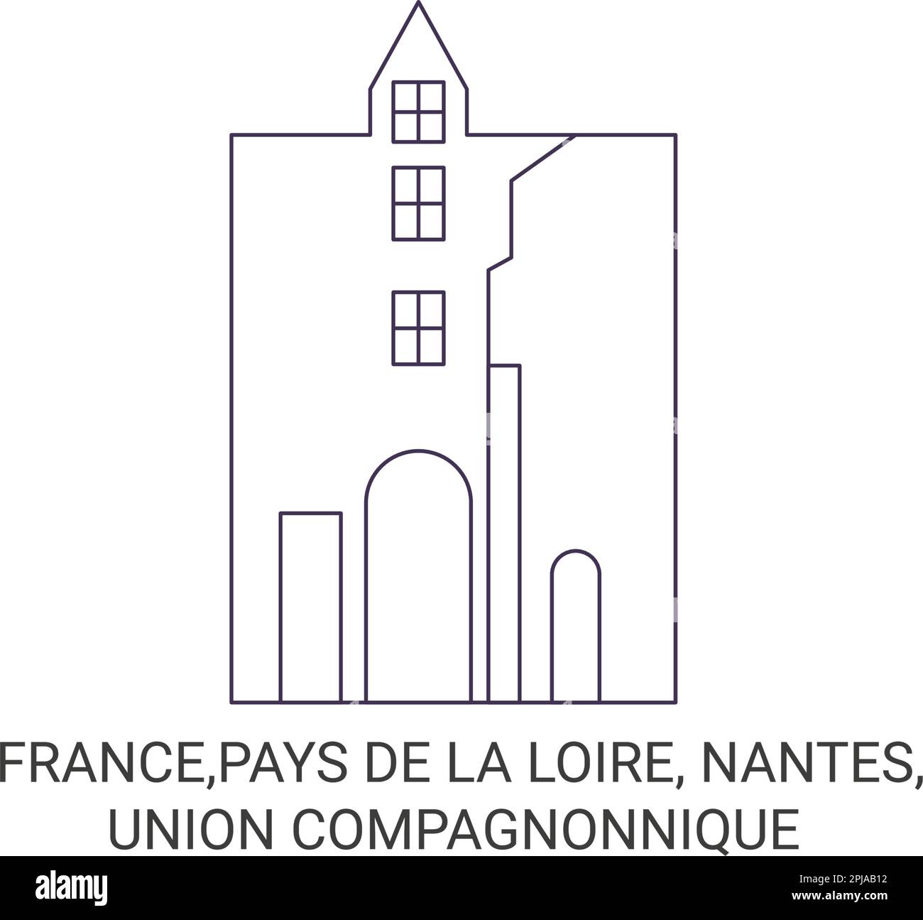 France, Nantes, Union Compagnonnique travel landmark vector ...