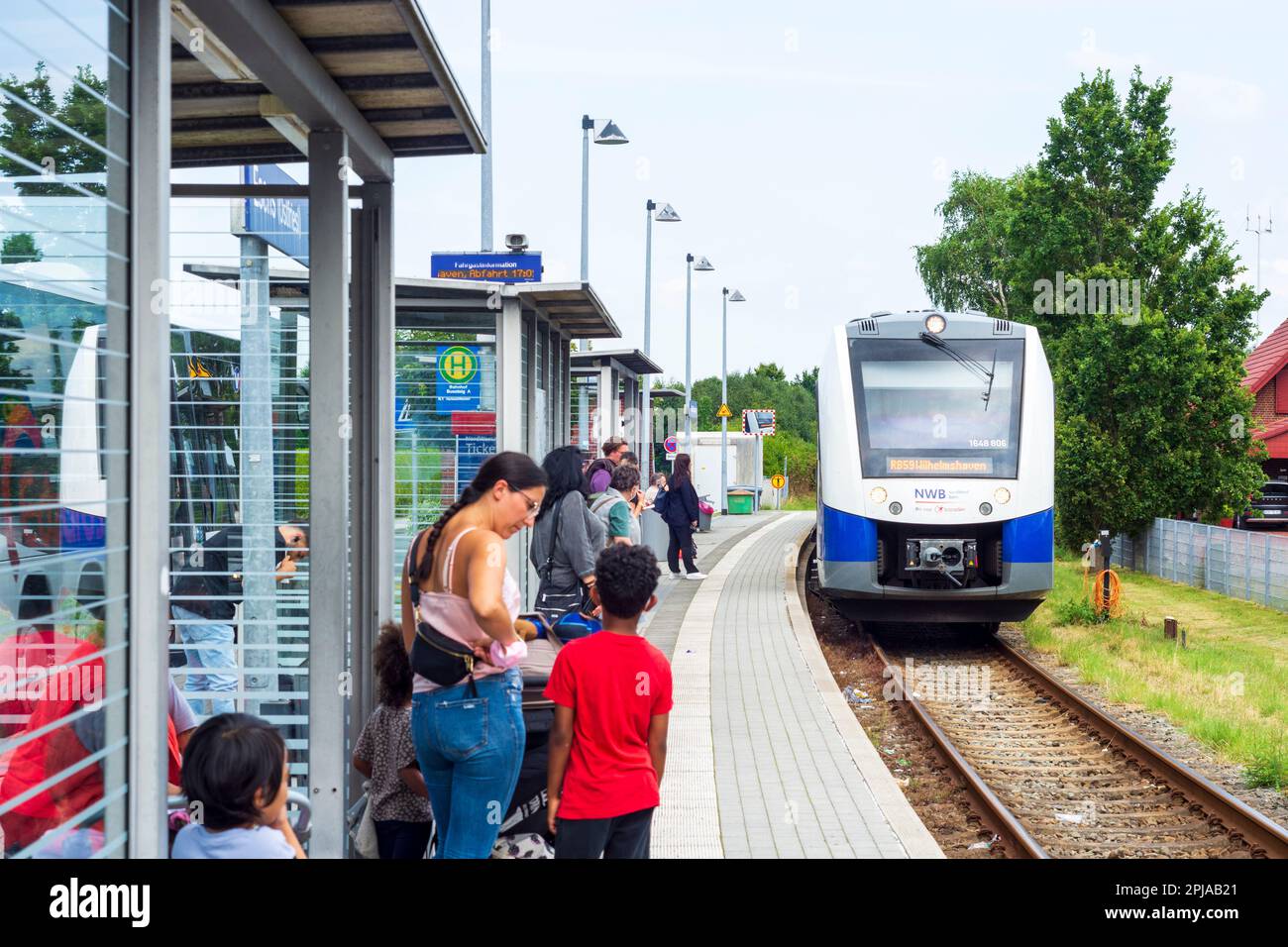 Esens: Esens railway station, local train of Nordwestbahn (NWB) in ...