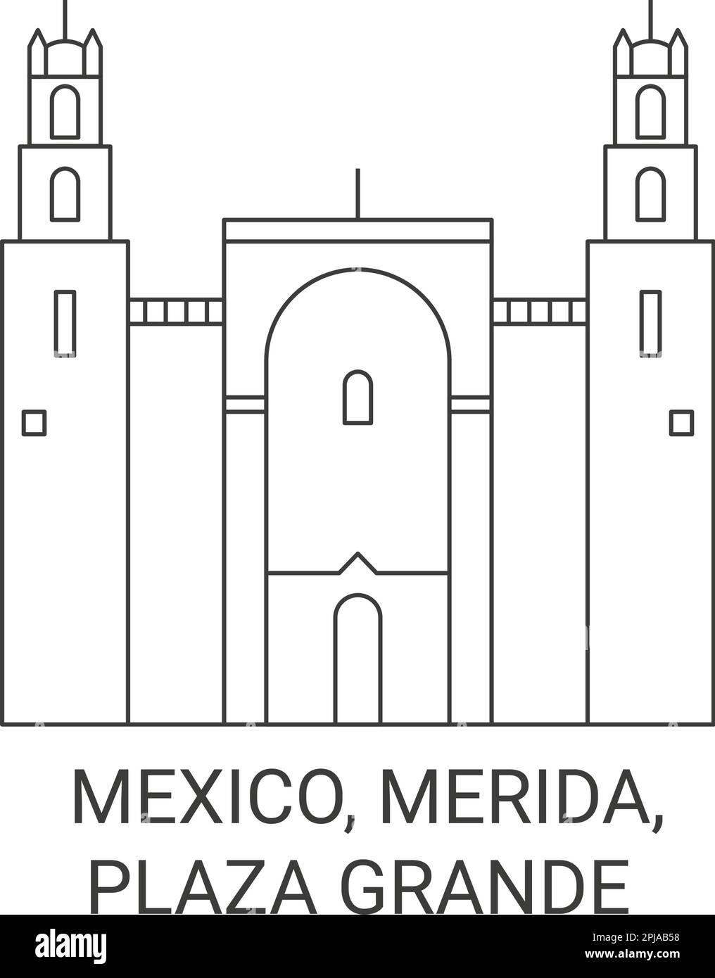 Mexico, Merida, Plaza Grande travel landmark vector illustration Stock ...