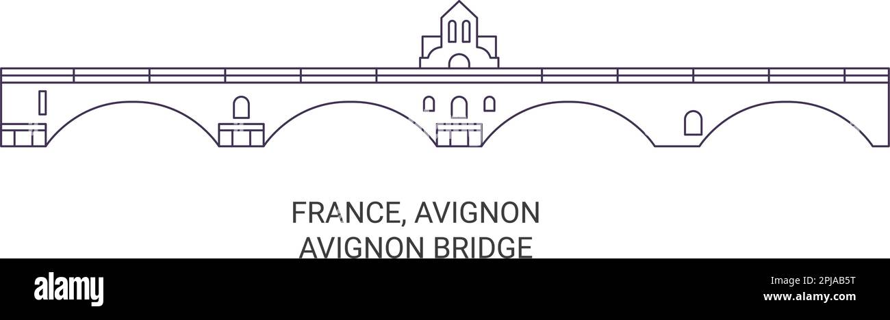 France, Avignon, Bridge travel landmark vector illustration Stock ...