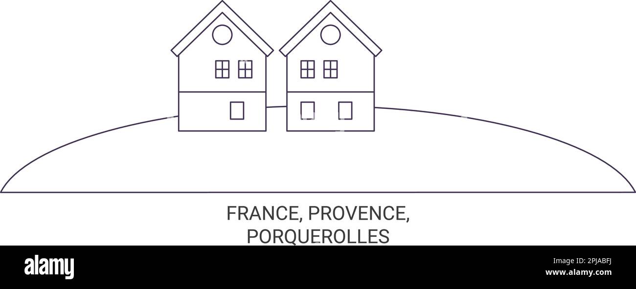 France, Provence, Porquerolles travel landmark vector illustration ...