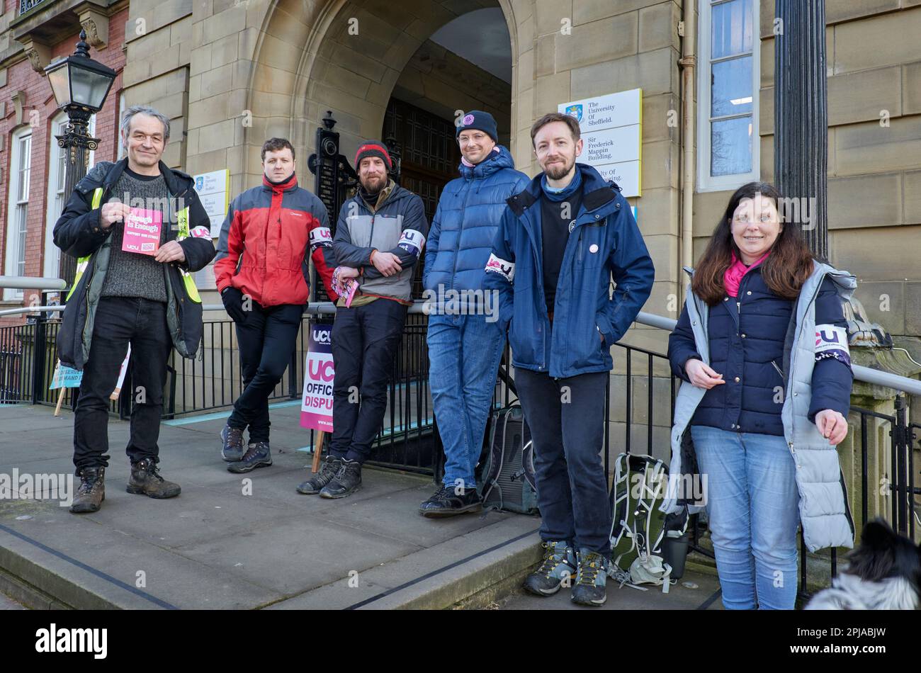 University of Sheffield staff picketing the Sir Frederick Mappin ...