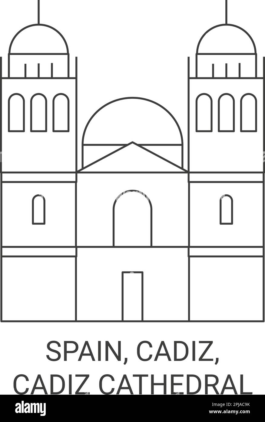 Spain, Cadiz, Cadiz Cathedral travel landmark vector illustration Stock ...