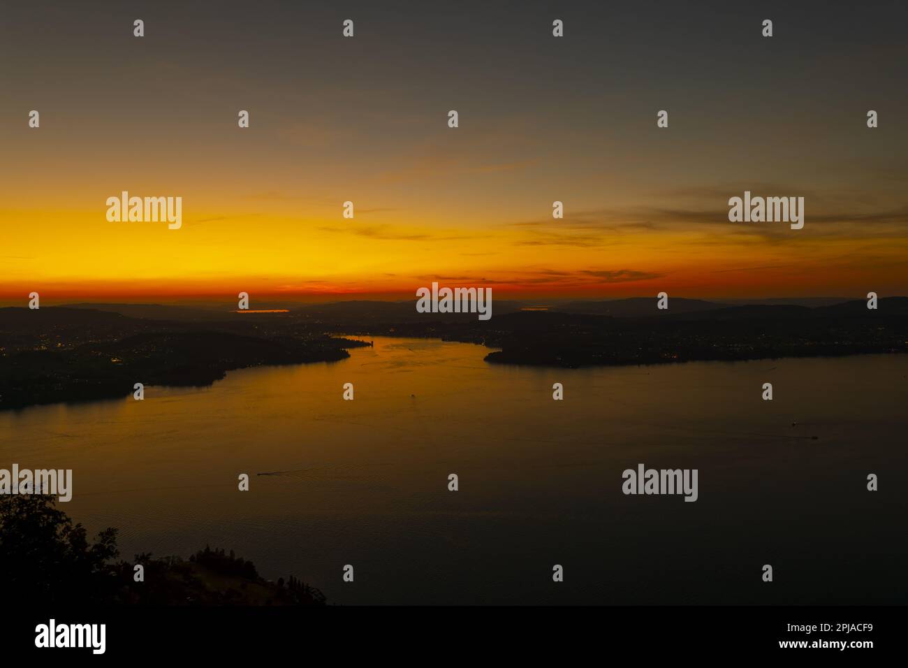 Aerial View over Lake Lucerne and Mountain in Dusk in Lucerne ...