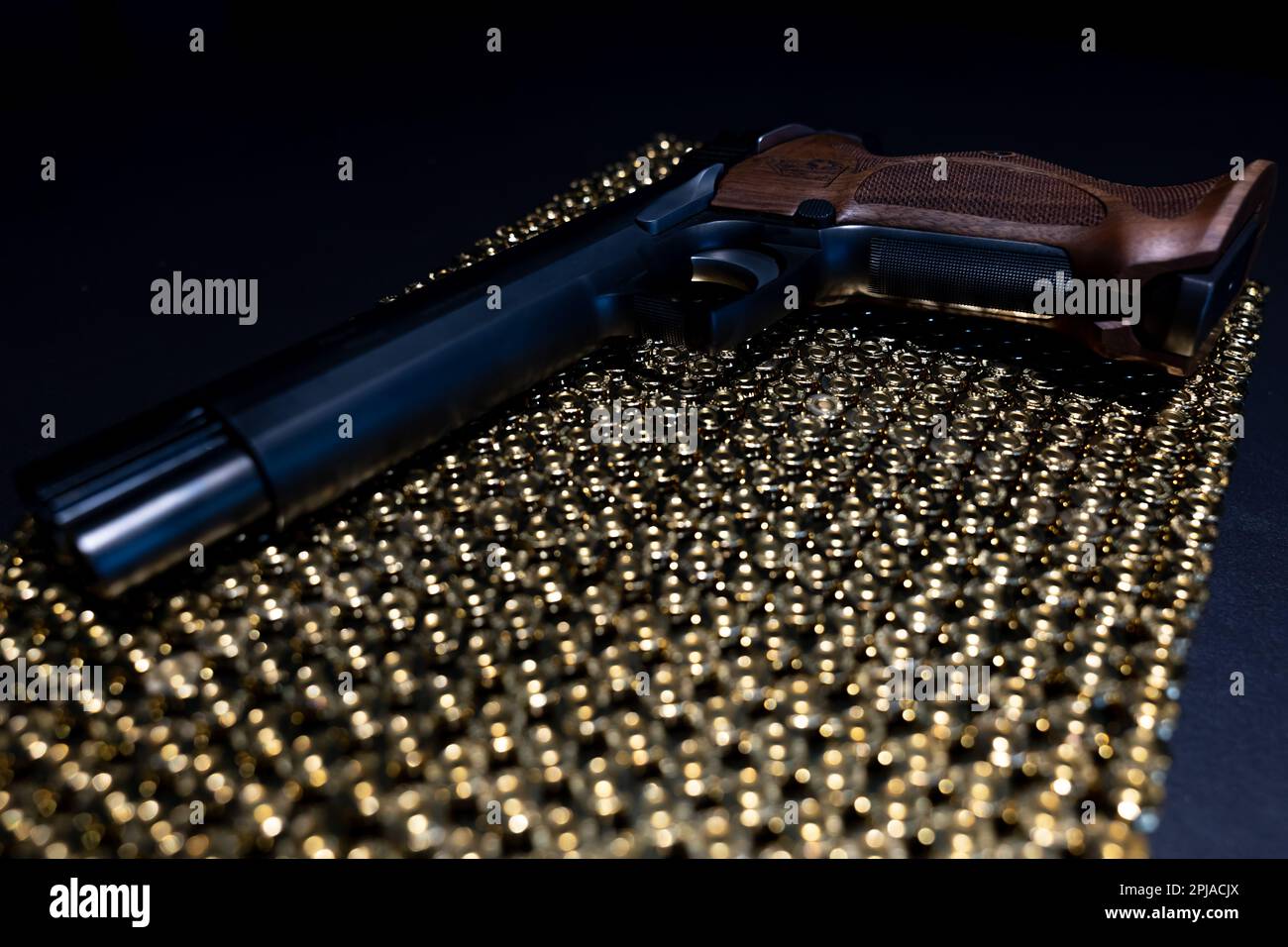 Elegant Semiautomatic 9mm Handgun with Swiss Helvetia Symbol Leaning on ...