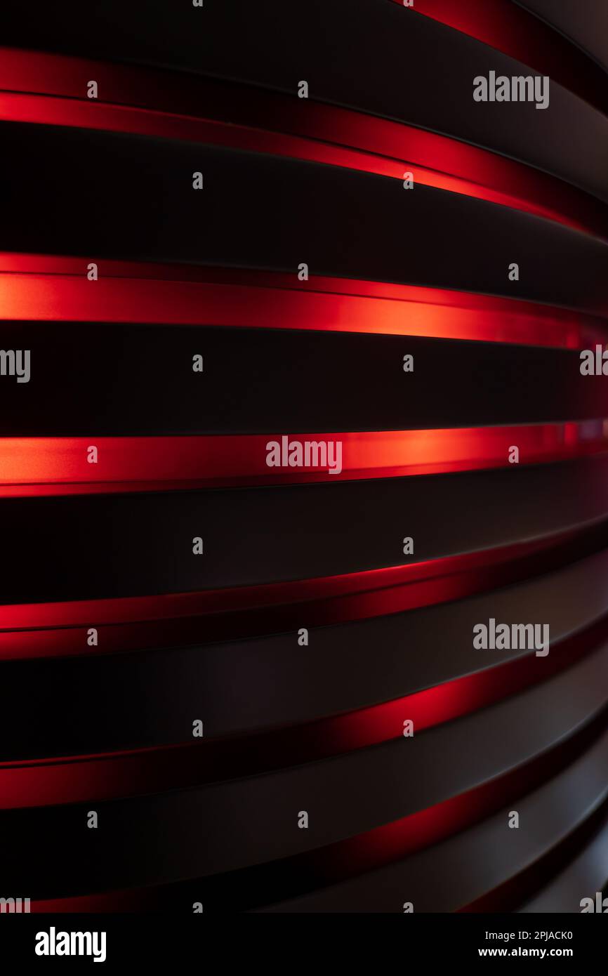 Illuminated Red Stripes on a Modern Column in Switzerland Stock Photo ...