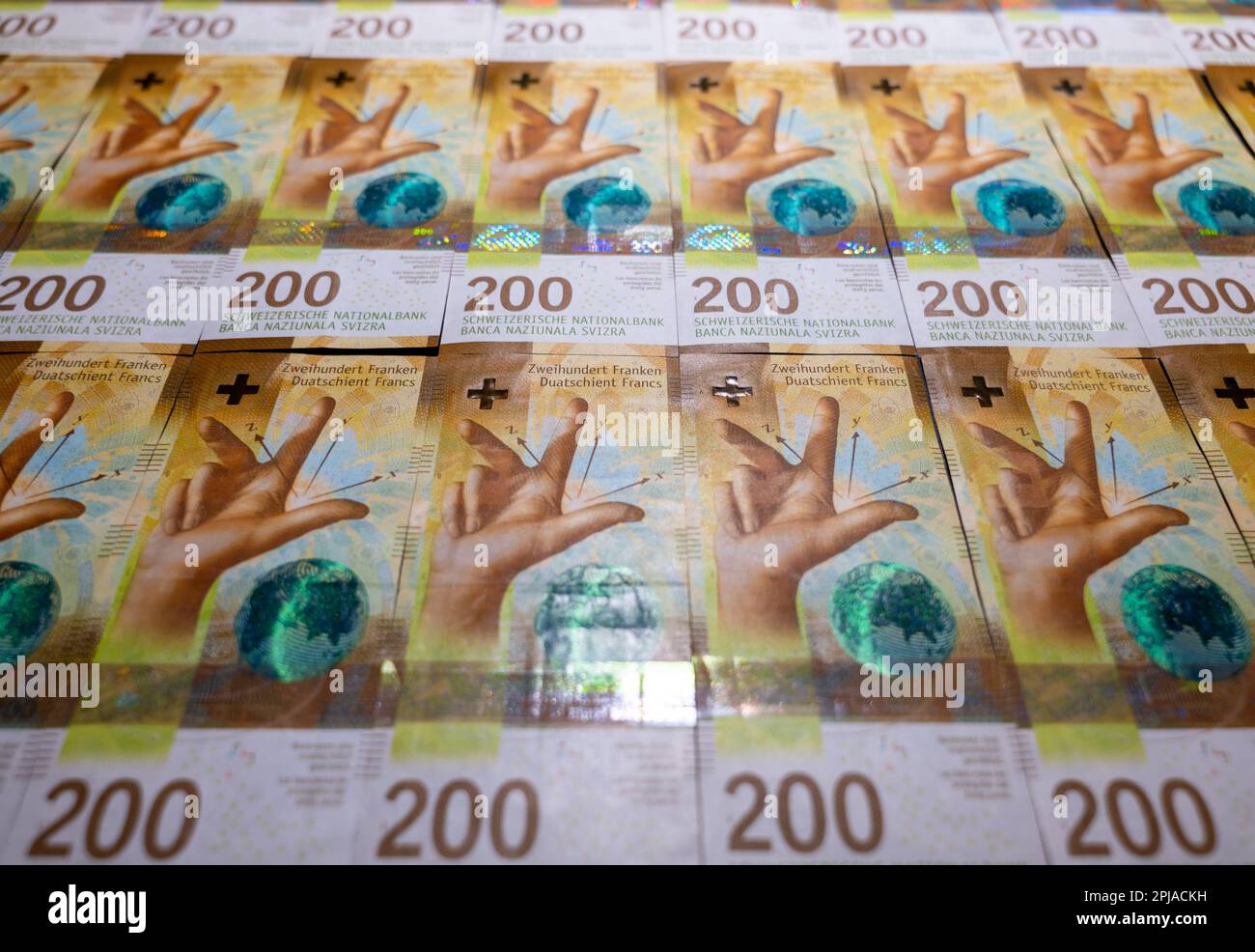 Swiss Francs of 200 (Two Hundred) Banknotes in Switzerland Stock Photo ...