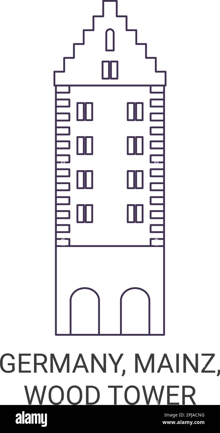 Germany, Mainz, Wood Tower travel landmark vector illustration Stock ...