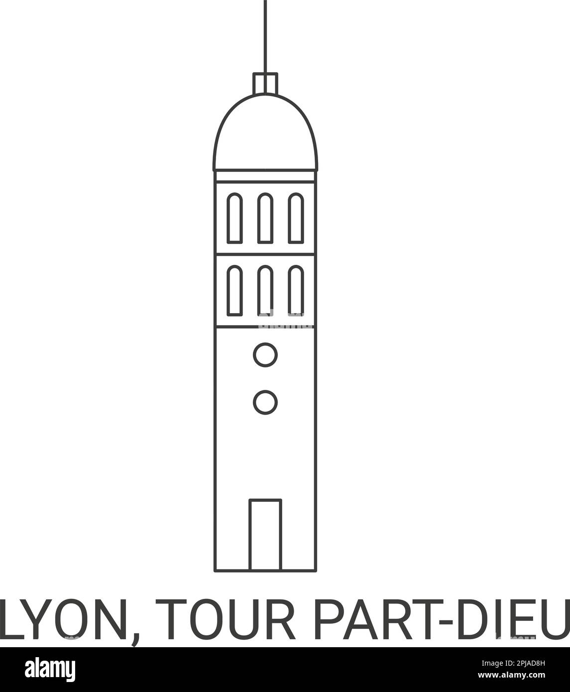France, Lyon, Tour Partdieu, travel landmark vector illustration Stock ...