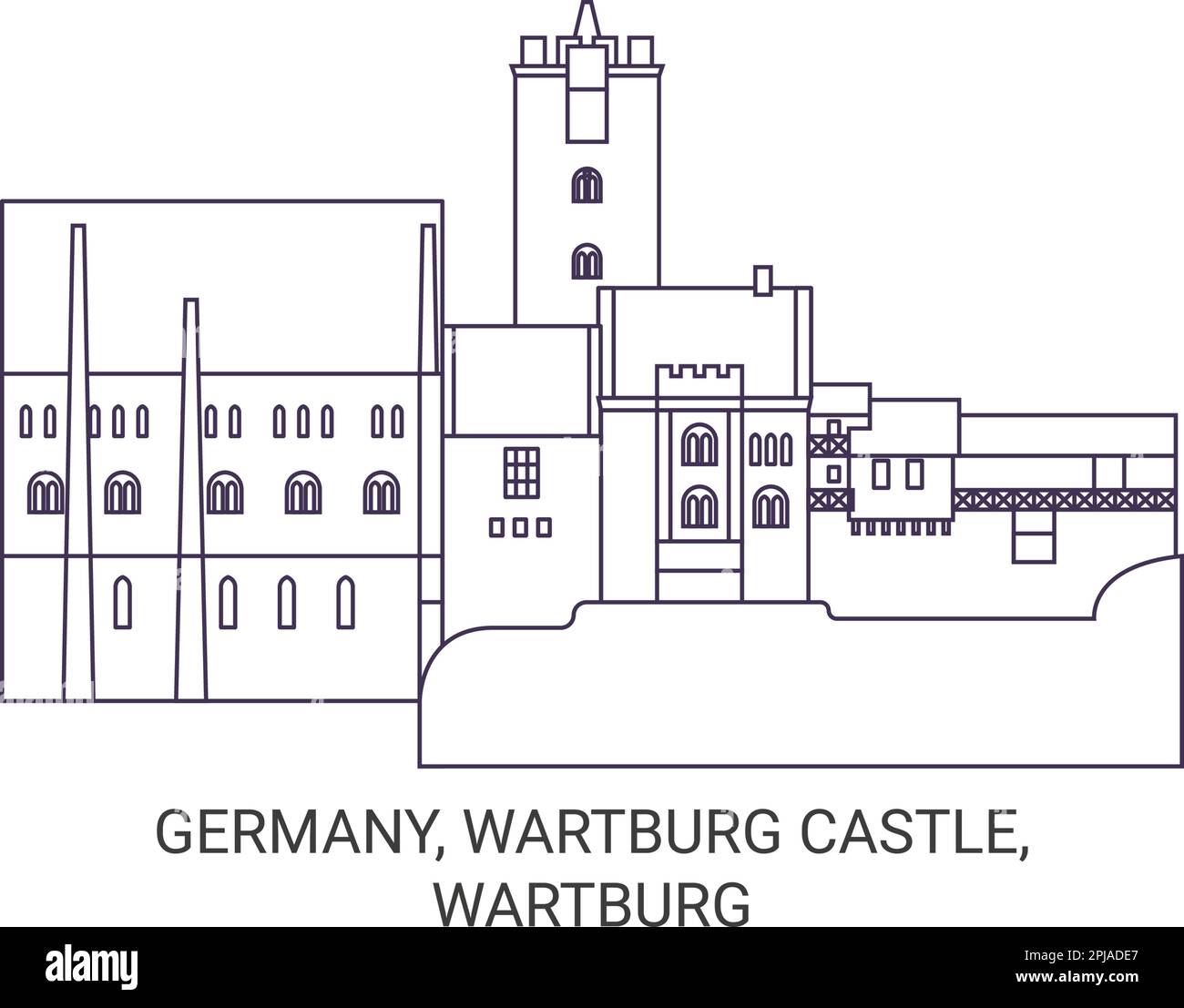 Germany, Wartburg Castle, Wartburg travel landmark vector illustration ...