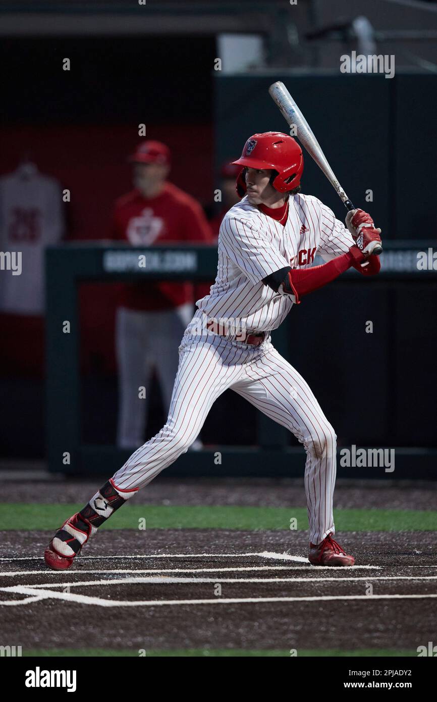 Eli Serrano III (16) of the North Carolina State Wolfpack at bat ...