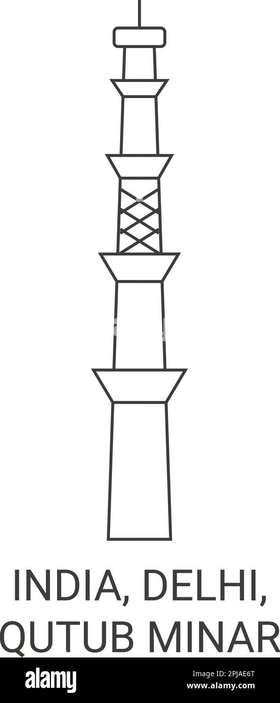 India, Delhi, Qutub Minar, travel landmark vector illustration Stock ...