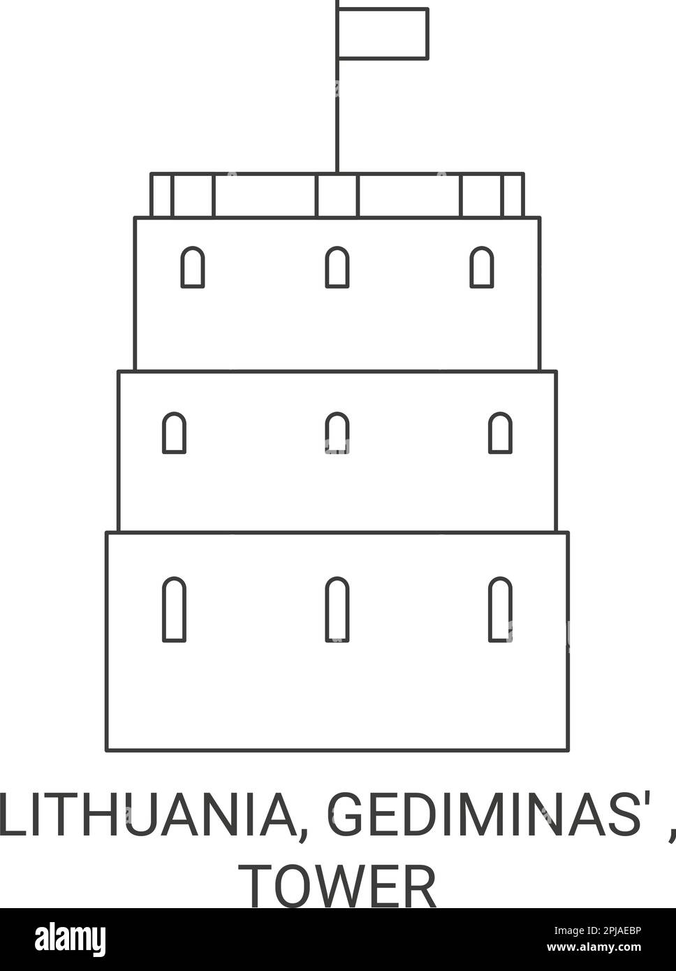 Lithuania, Gediminas' , Tower travel landmark vector illustration Stock ...