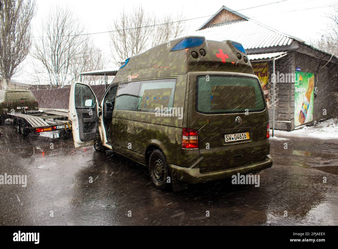 Military ambulance which is used by the medical team to evacuate ...