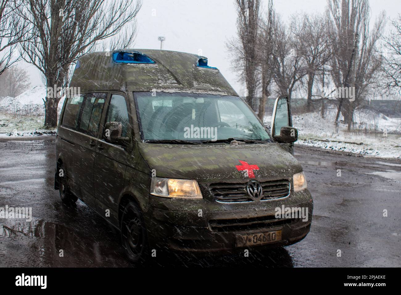 Military ambulance which is used by the medical team to evacuate ...