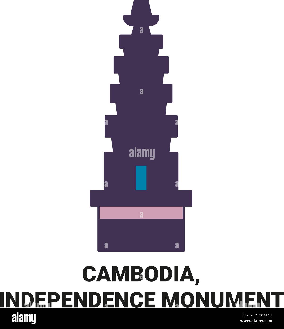 Cambodia, Independence Monument travel landmark vector illustration ...