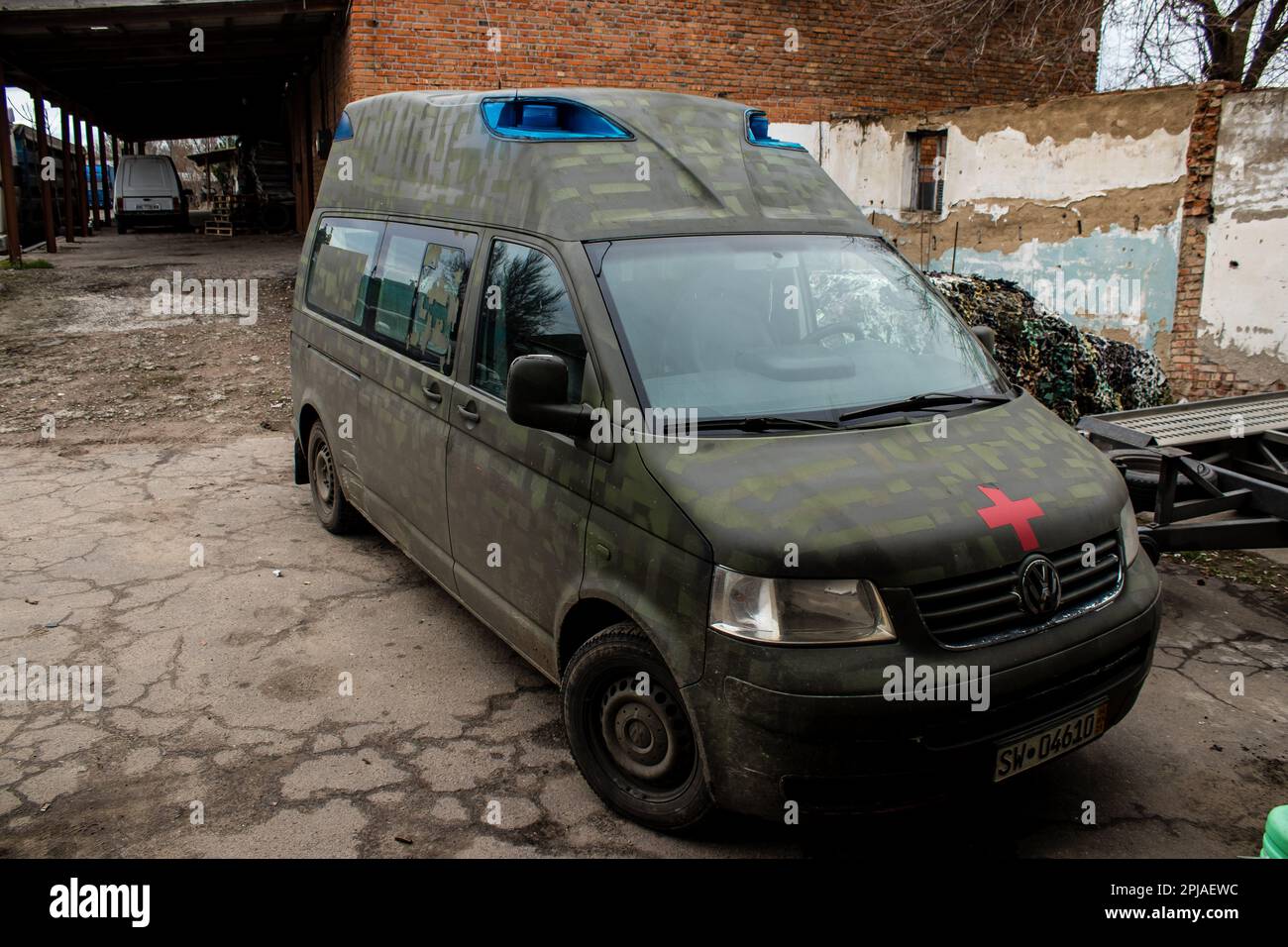 Military ambulance which is used by the medical team to evacuate ...