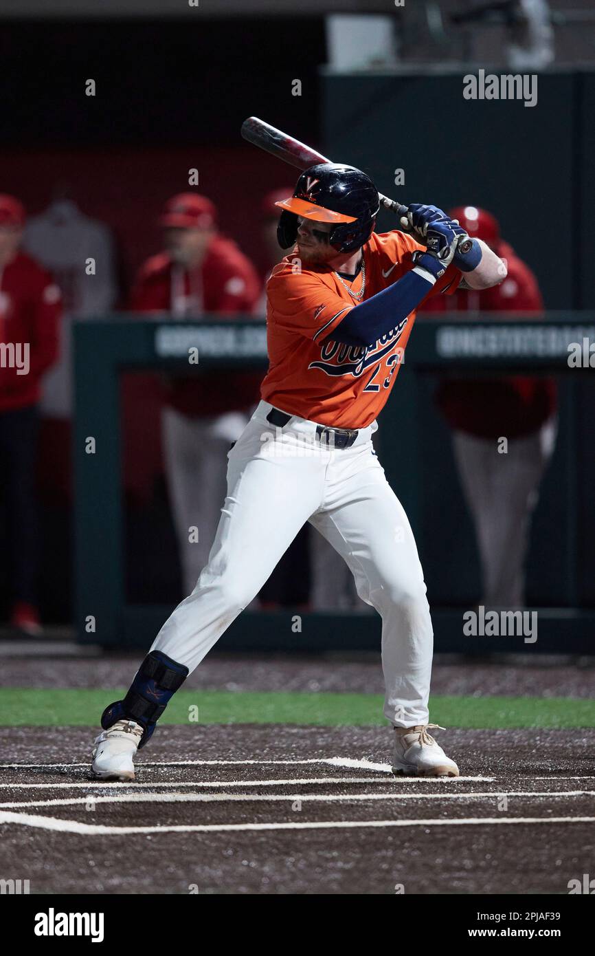 Ethan Anderson (23) of the Virginia Cavaliers at bat against the North ...