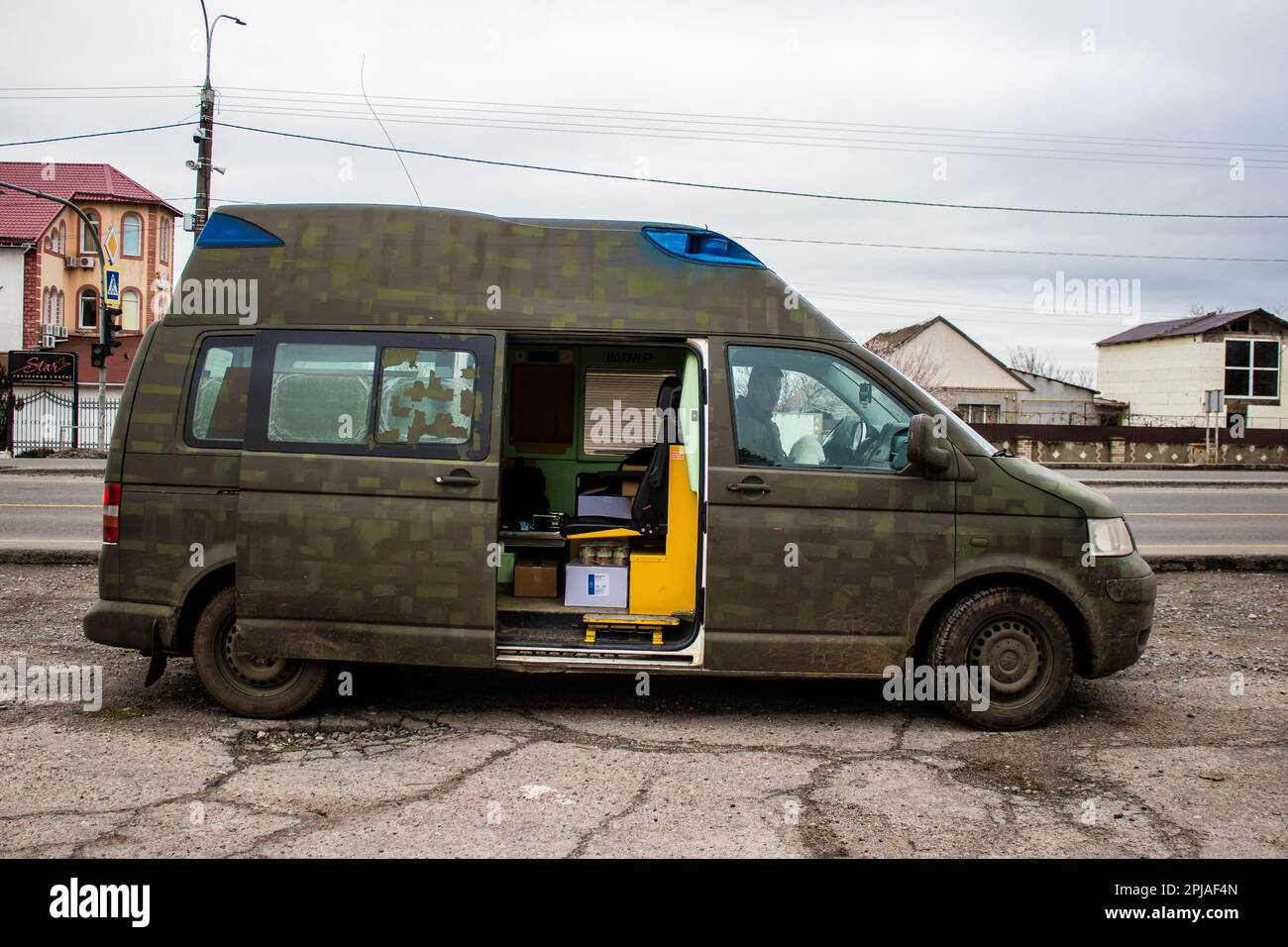 Military ambulance which is used by the medical team to evacuate ...