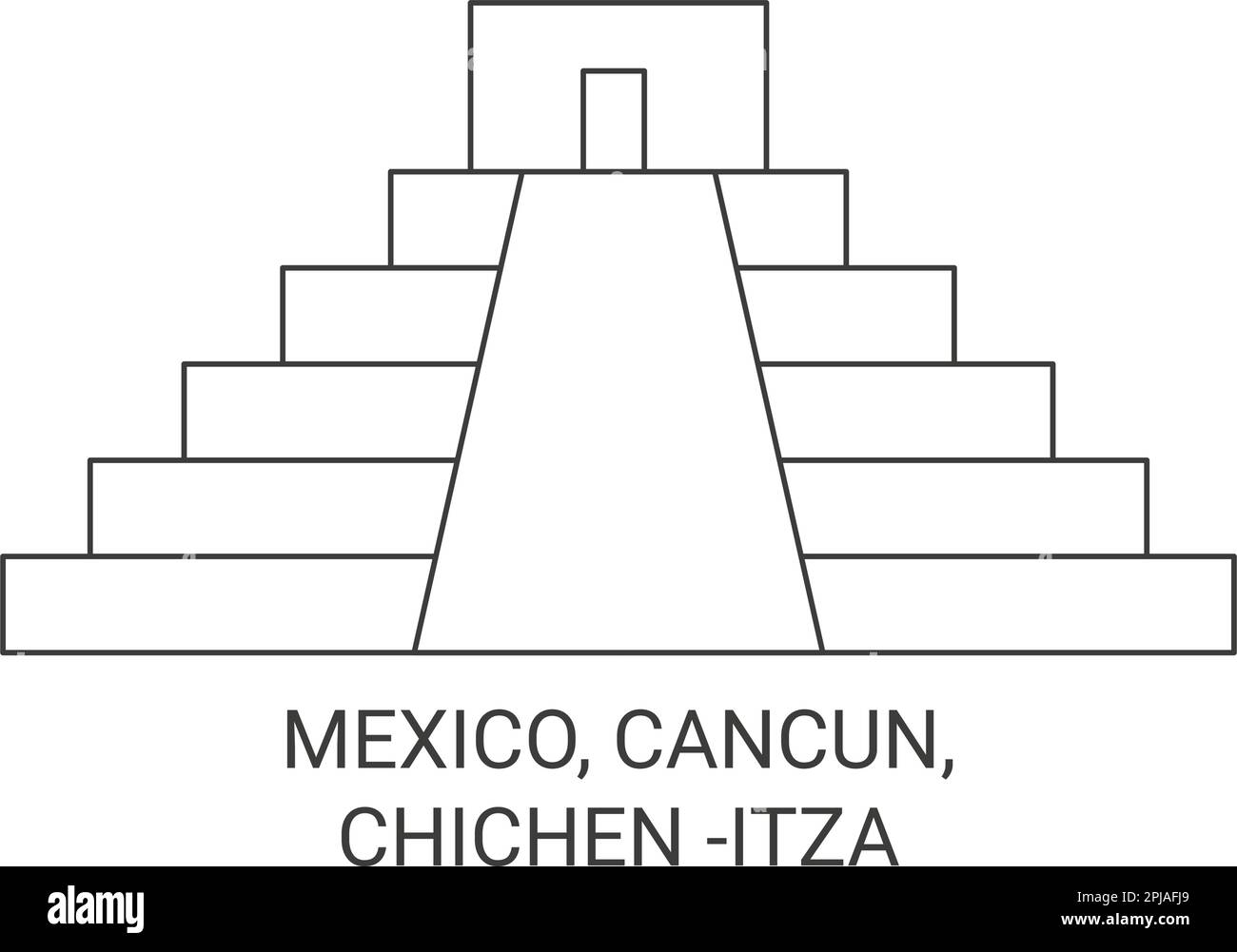 Mexico, Cancun, Chichen Itza travel landmark vector illustration Stock ...