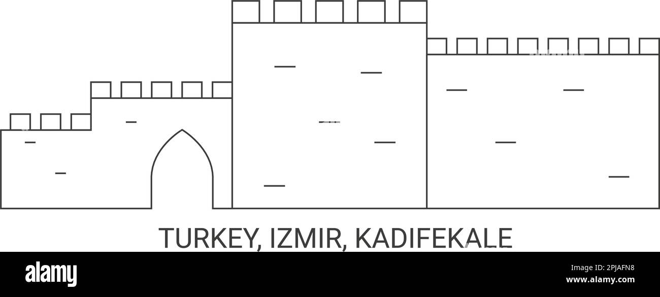 Turkey, Izmir, Kadifekale, travel landmark vector illustration Stock ...