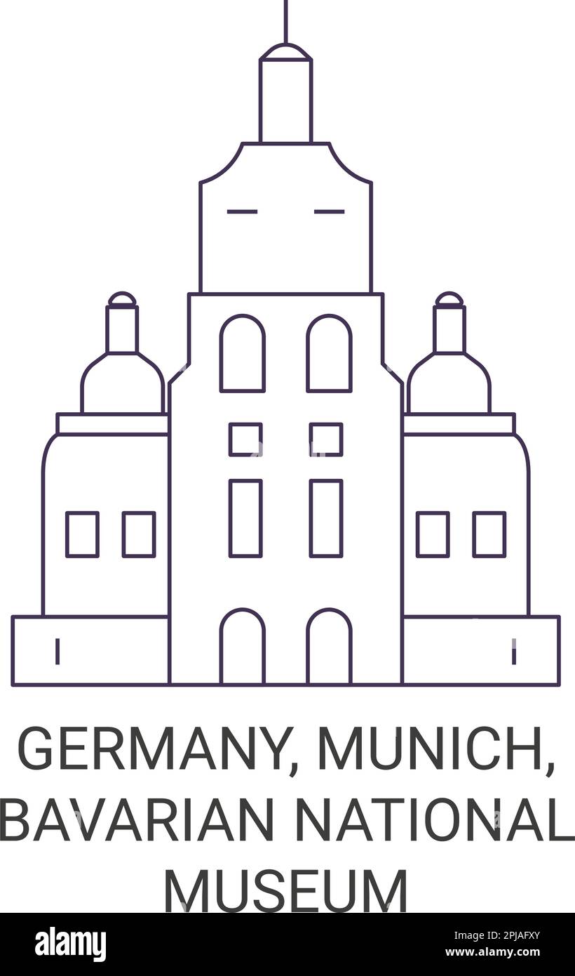 Germany, Munich, Bavarian National Museum travel landmark vector illustration Stock Vector Image ...