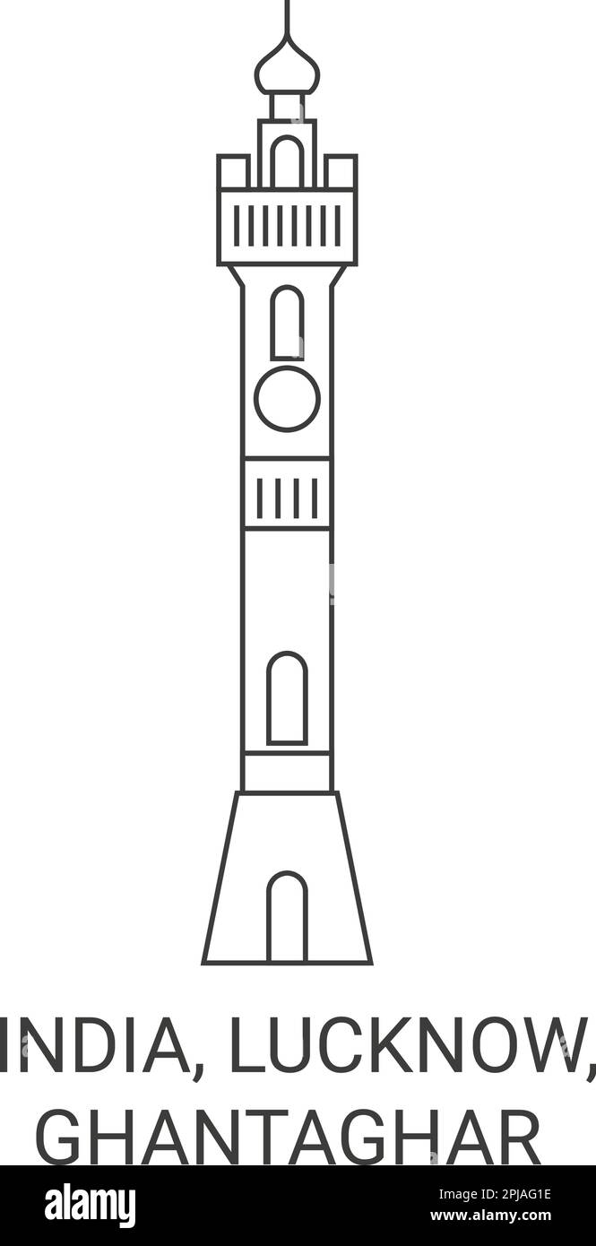 India, Lucknow, Ghantaghar travel landmark vector illustration Stock ...