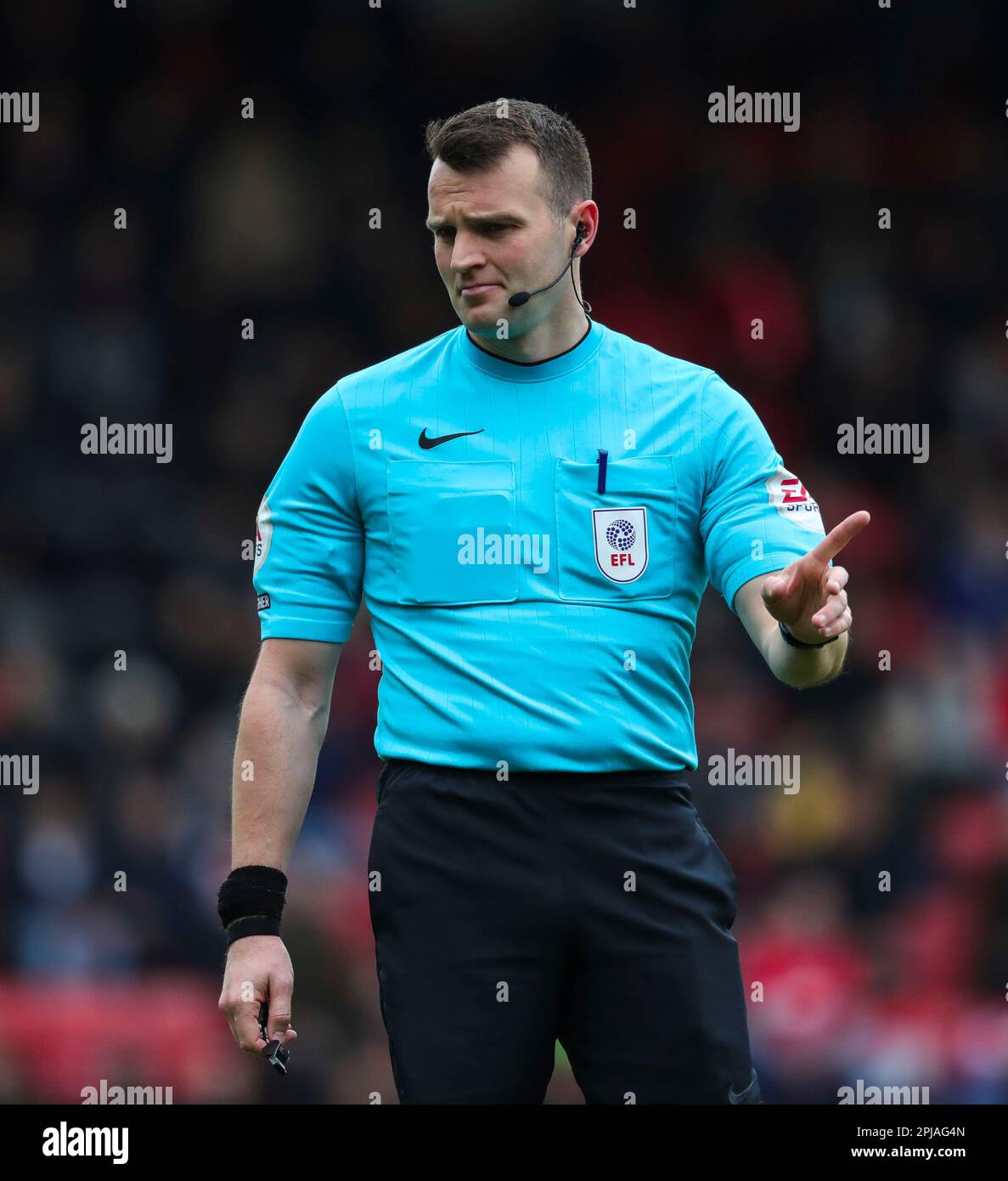 Referee Ben Speedie during the Sky Bet League Two match at Brisbane ...
