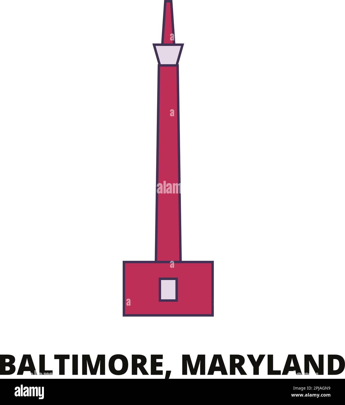 United States, Baltimore, Maryland, Monument travel landmark vector ...