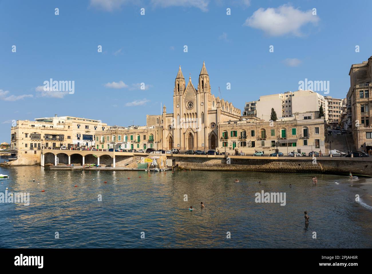 Our Lady of Mount Carmel or Carmelite Church overlooking Balluta Bay ...