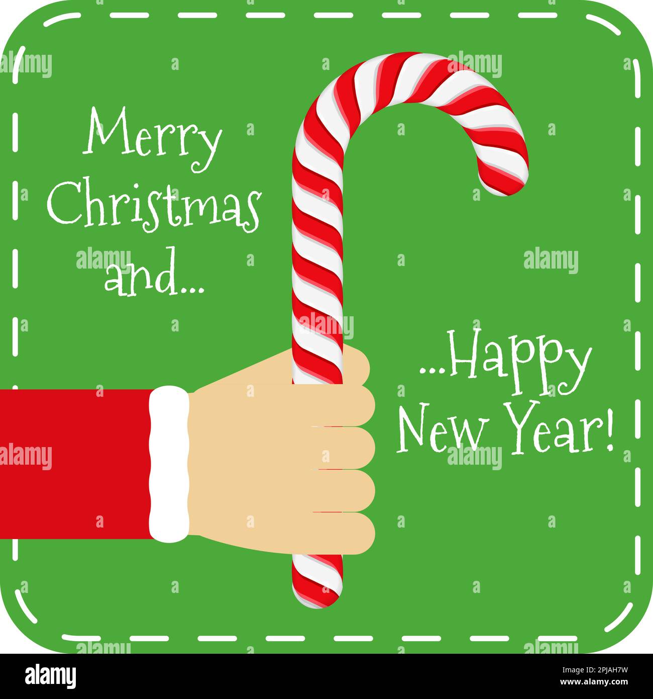 Hand holding candy cane, Christmas card, vector eps10 illustration ...
