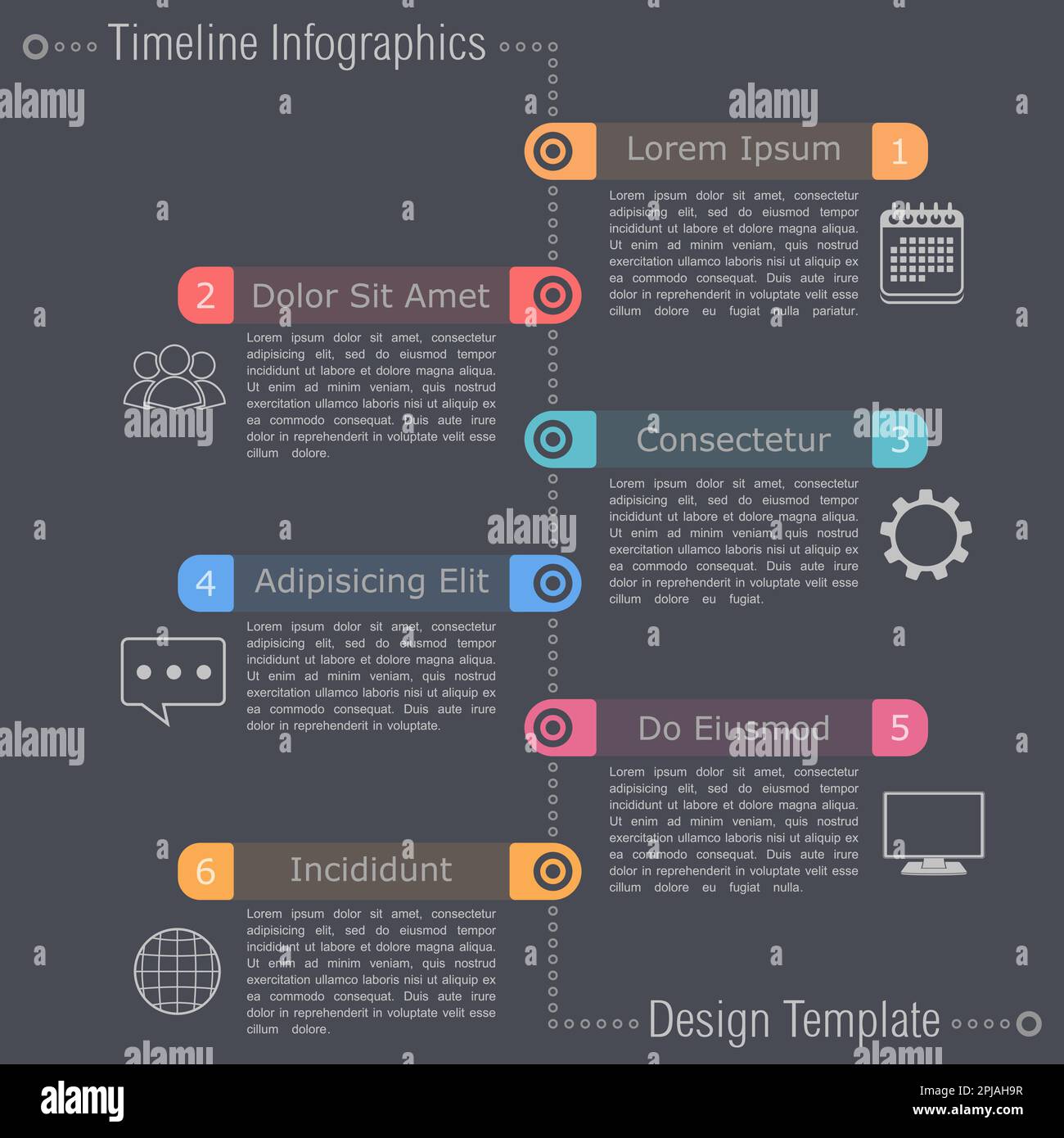 Timeline infographics design template, dark background, vector eps10 ...