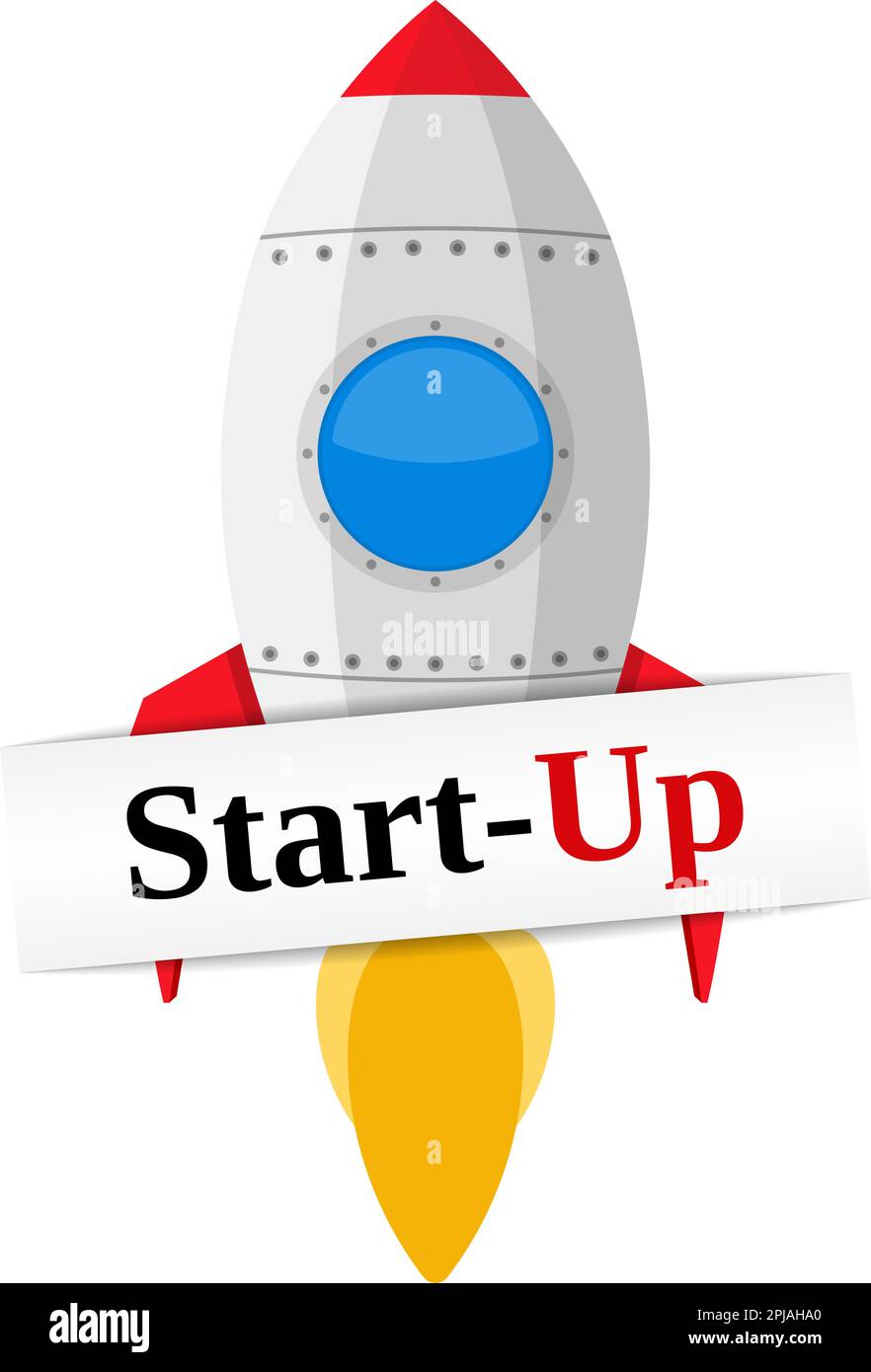 Space rocket with text start-up, vector eps10 illustration Stock Vector ...