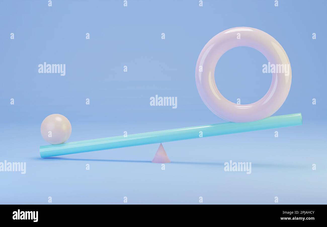 Concept of imbalance, unbalance swing 3D rendered illustration ...