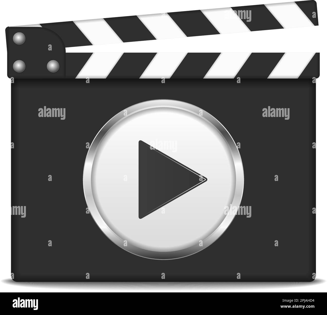 Clapper board with play button on white background, vector eps10 ...