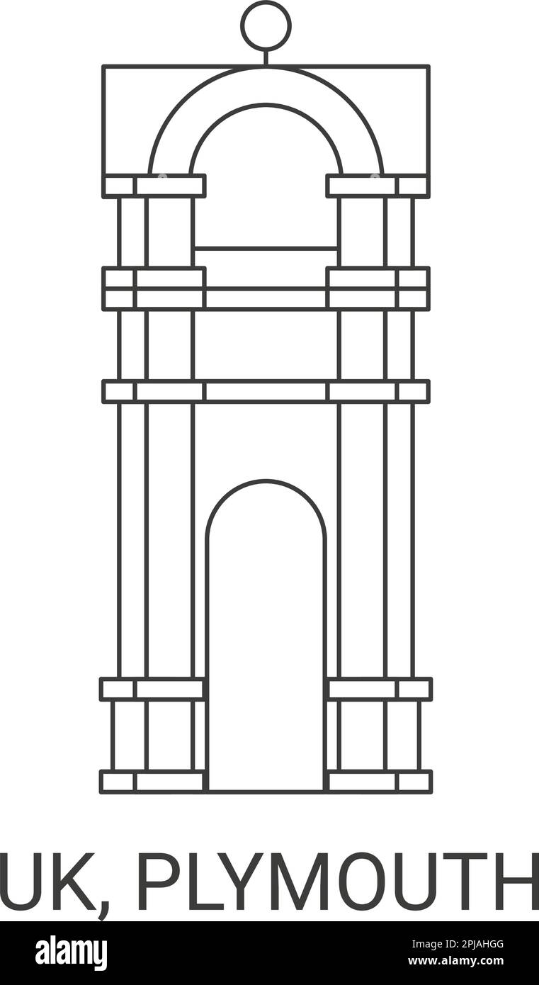 England, Plymouth travel landmark vector illustration Stock Vector ...