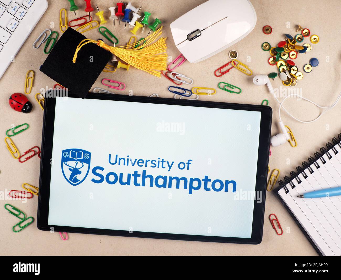 In this photo illustration, University of Southampton logo seen ...