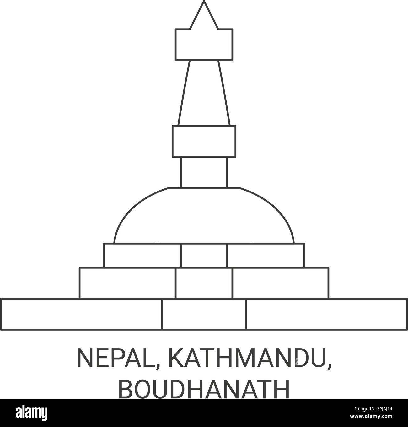 Nepal, Kathmandu, Boudhanath travel landmark vector illustration Stock ...